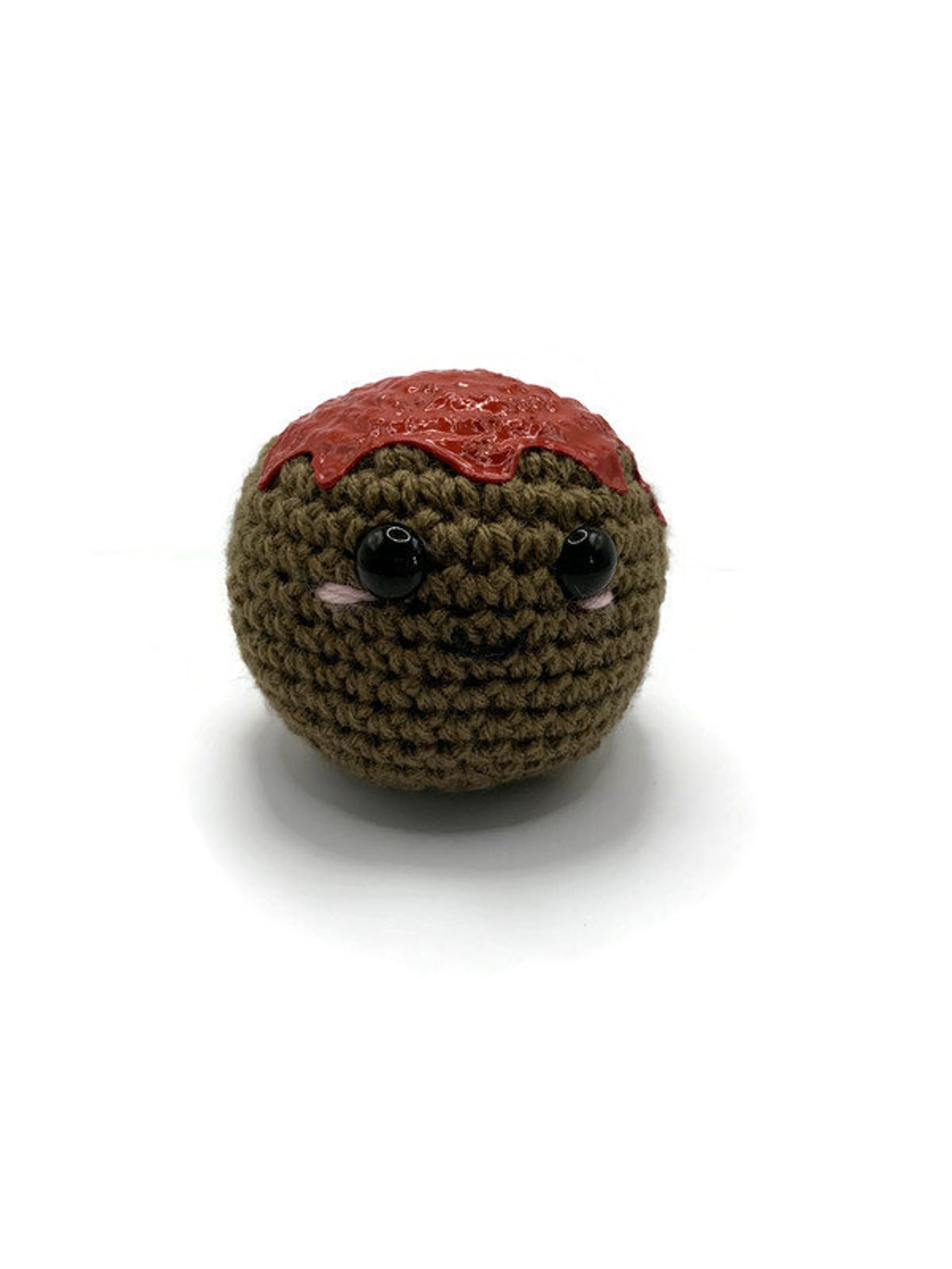 Meatball Plushie, Crochet Meatball, Kawaii Food Plush, Meatball Stuffie ...