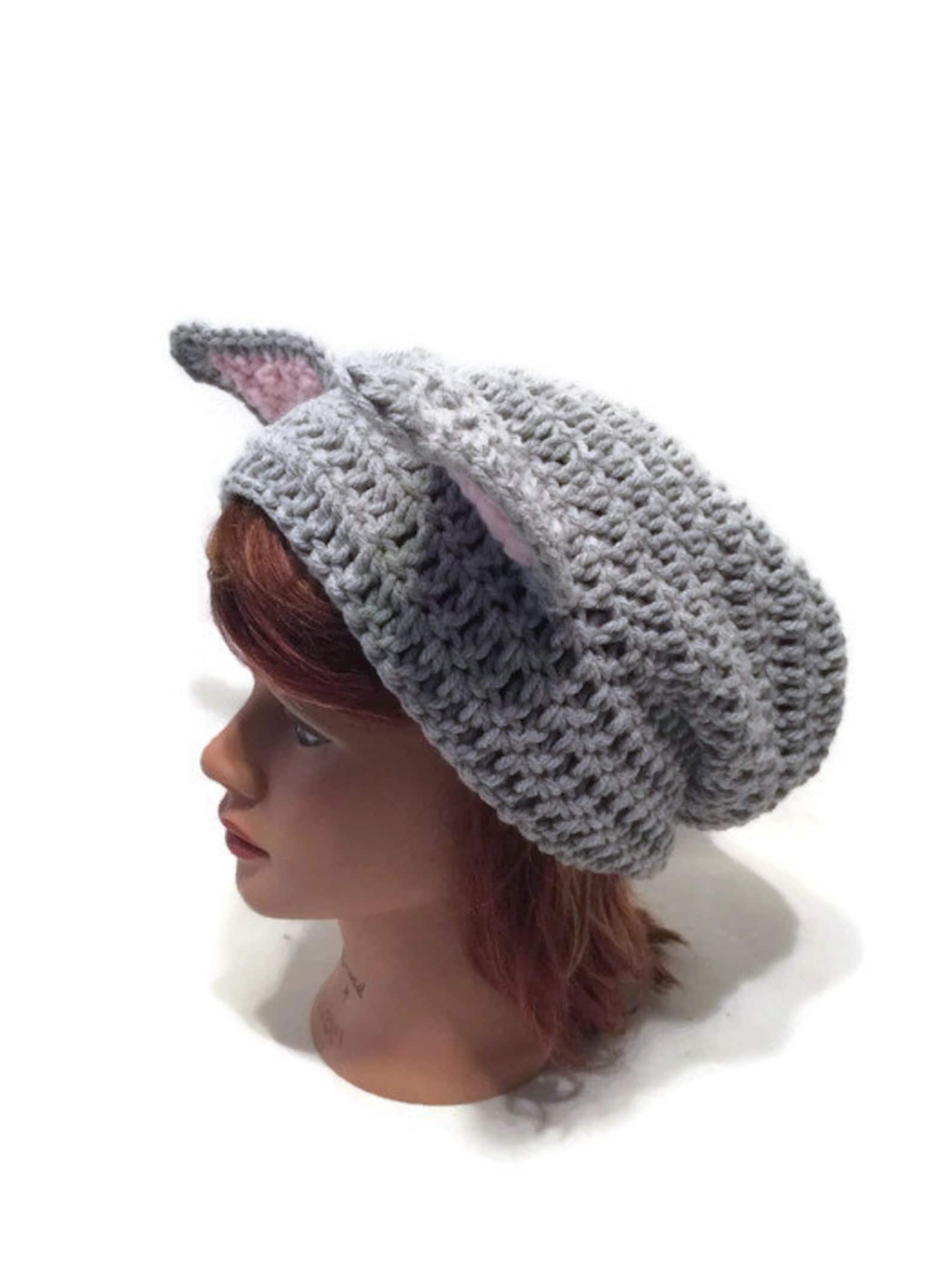 Grey Cat Hat Slouchy Cat Beanie Grey Kitty Ears Hat With - Etsy