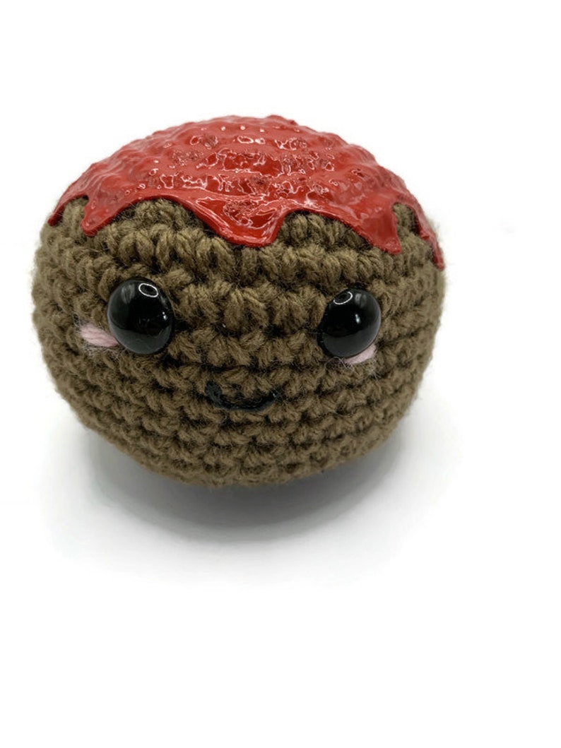 Meatball Plushie, Crochet Meatball, Kawaii Food Plush, Meatball Stuffie ...