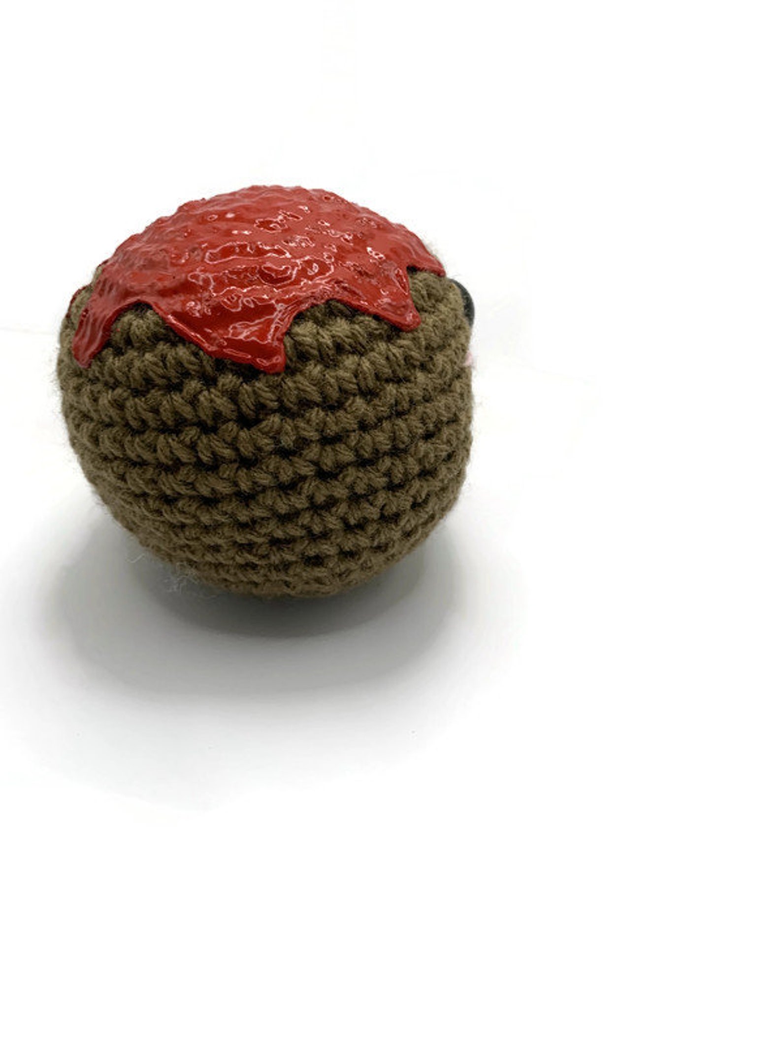 Meatball Plushie, Crochet Meatball, Kawaii Food Plush, Meatball Stuffie ...