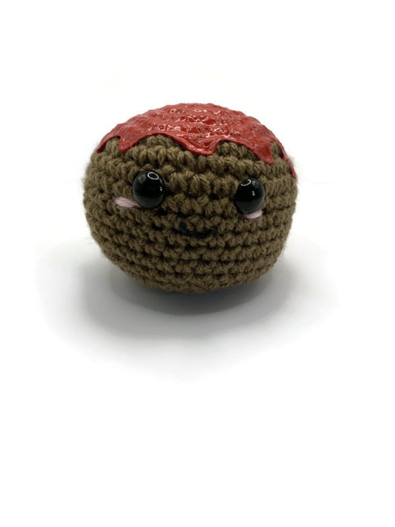 Meatball Plushie, Crochet Meatball, Kawaii Food Plush, Meatball Stuffie ...
