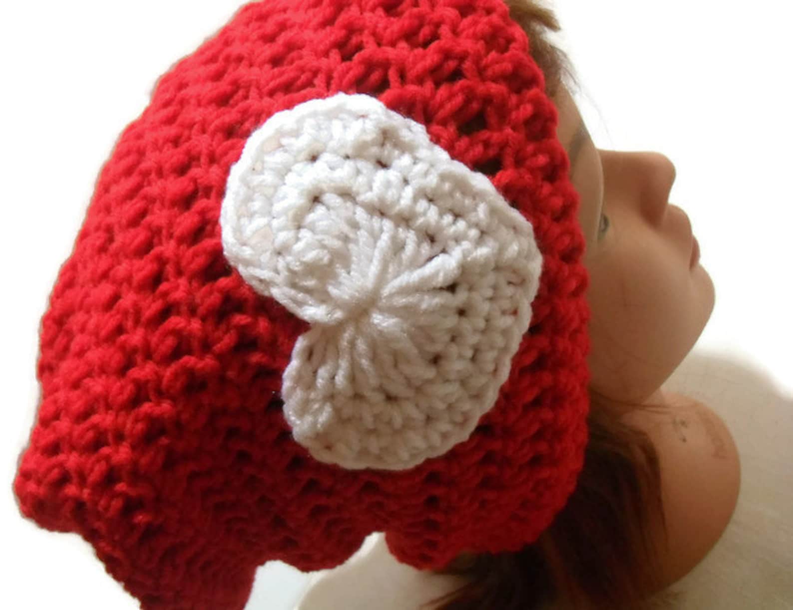 Red Heart Hat Valentines Hat Sweetheart Hat Slouchy Heart | Etsy