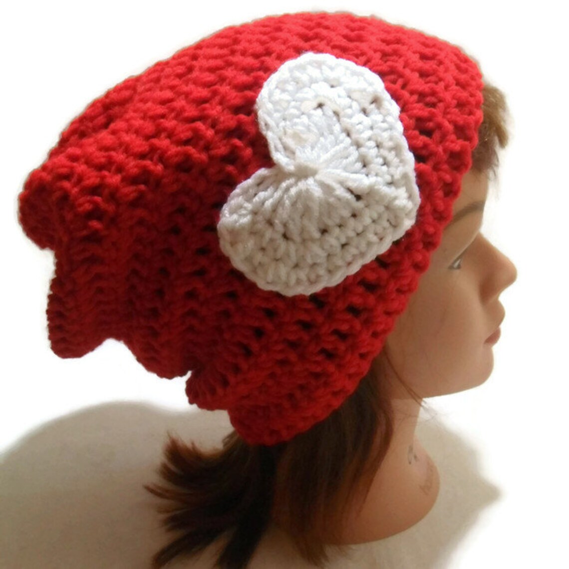 Red Heart Hat Valentines Hat Sweetheart Hat Slouchy Heart | Etsy