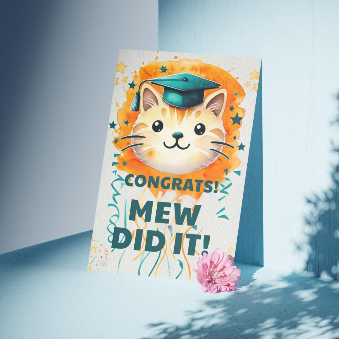 Funny Cat Graduation Card Printable | Digital Download | Punny ...