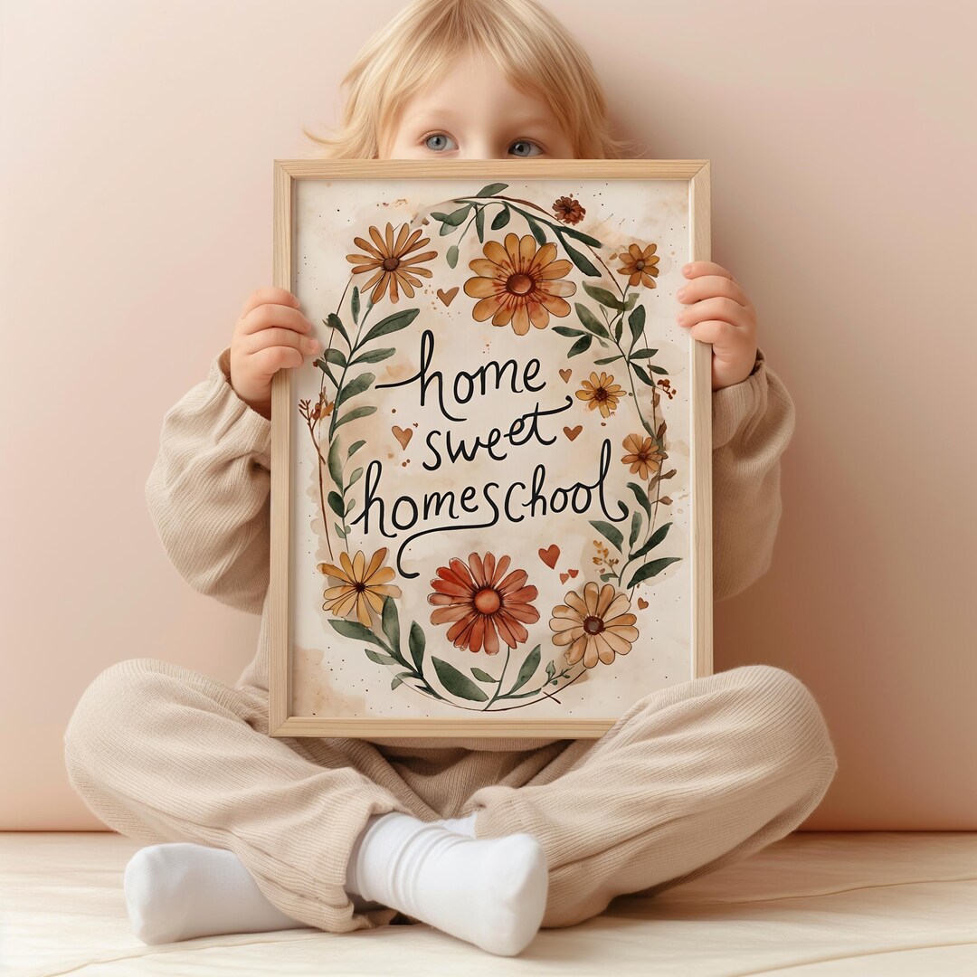 Home Sweet Homeschool Floral Wall Art | Printable Kids School Room ...