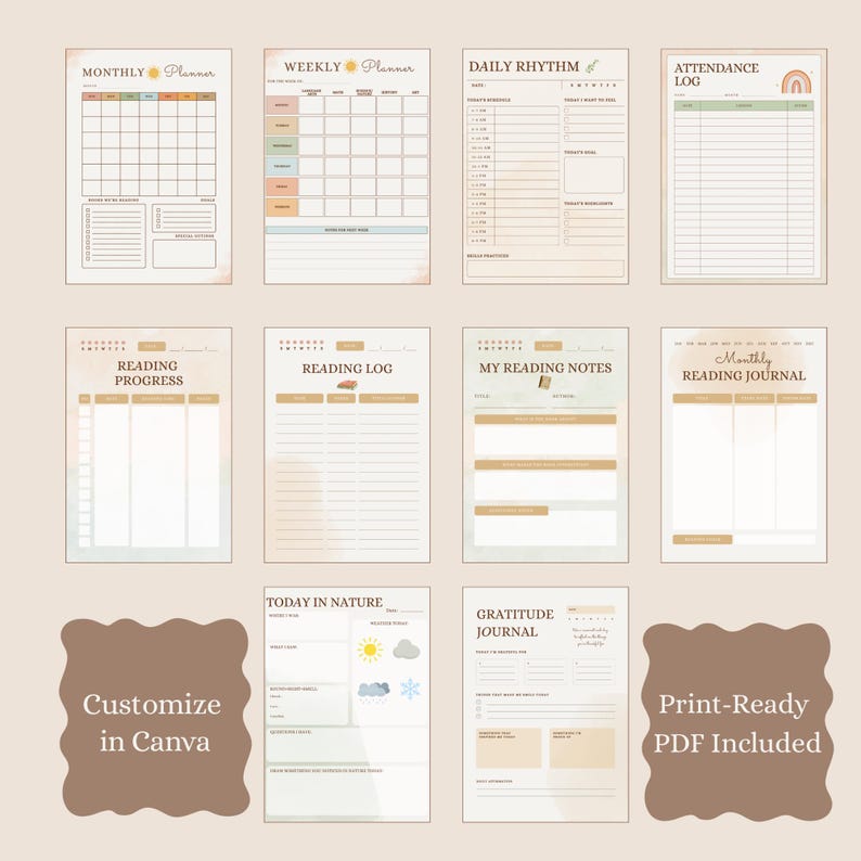 Homeschool Planner: Daily, Weekly, Monthly Rhythm (canva + PDF Download ...