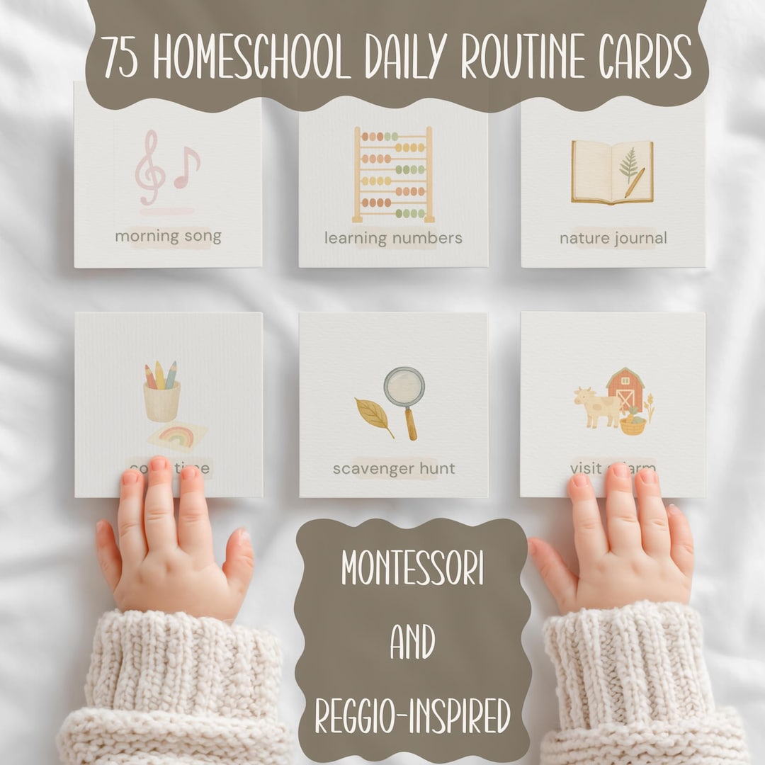 Montessori Reggio Homeschool Routine Cards: Watercolor Visual Schedule ...