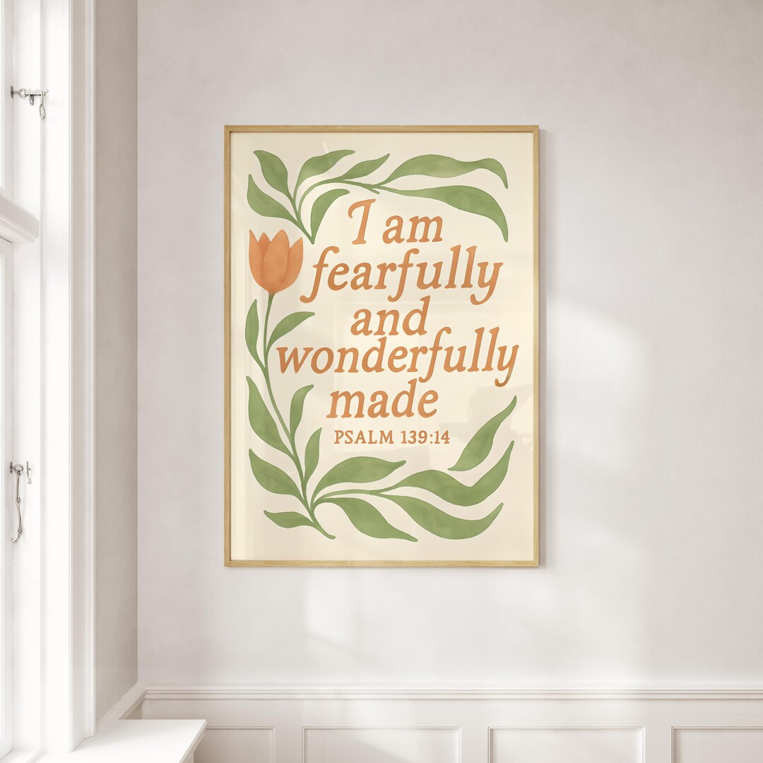 I Am Fearfully and Wonderfully Made Print | Psalm 139 Scripture Wall ...