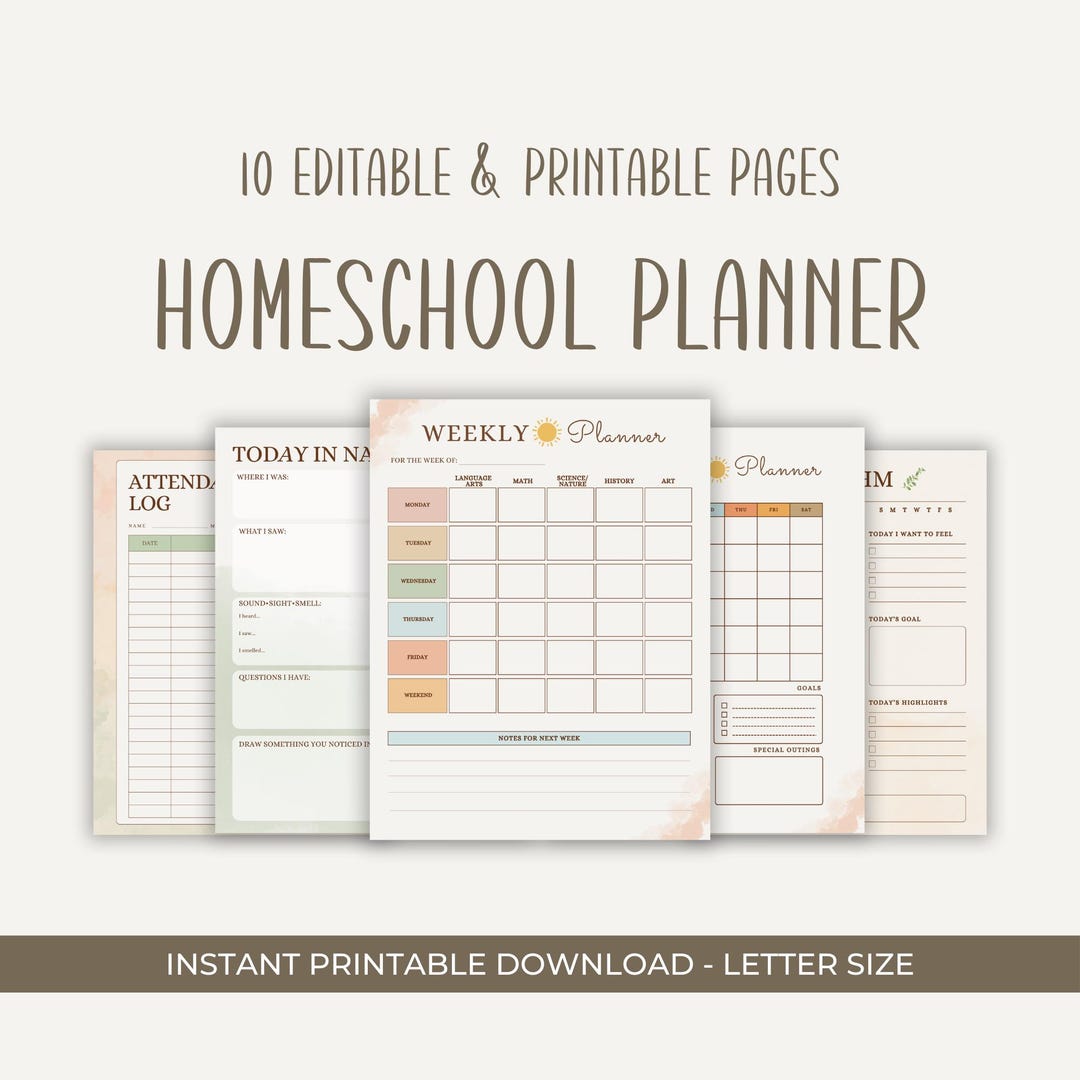 Homeschool Planner: Daily, Weekly, Monthly Rhythm (canva + PDF Download ...