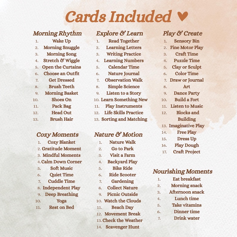 Montessori Reggio Homeschool Routine Cards: Watercolor Visual Schedule ...