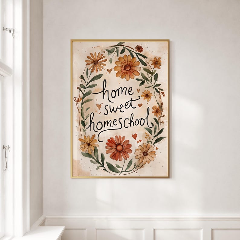 Home Sweet Homeschool Floral Wall Art | Printable Kids School Room ...