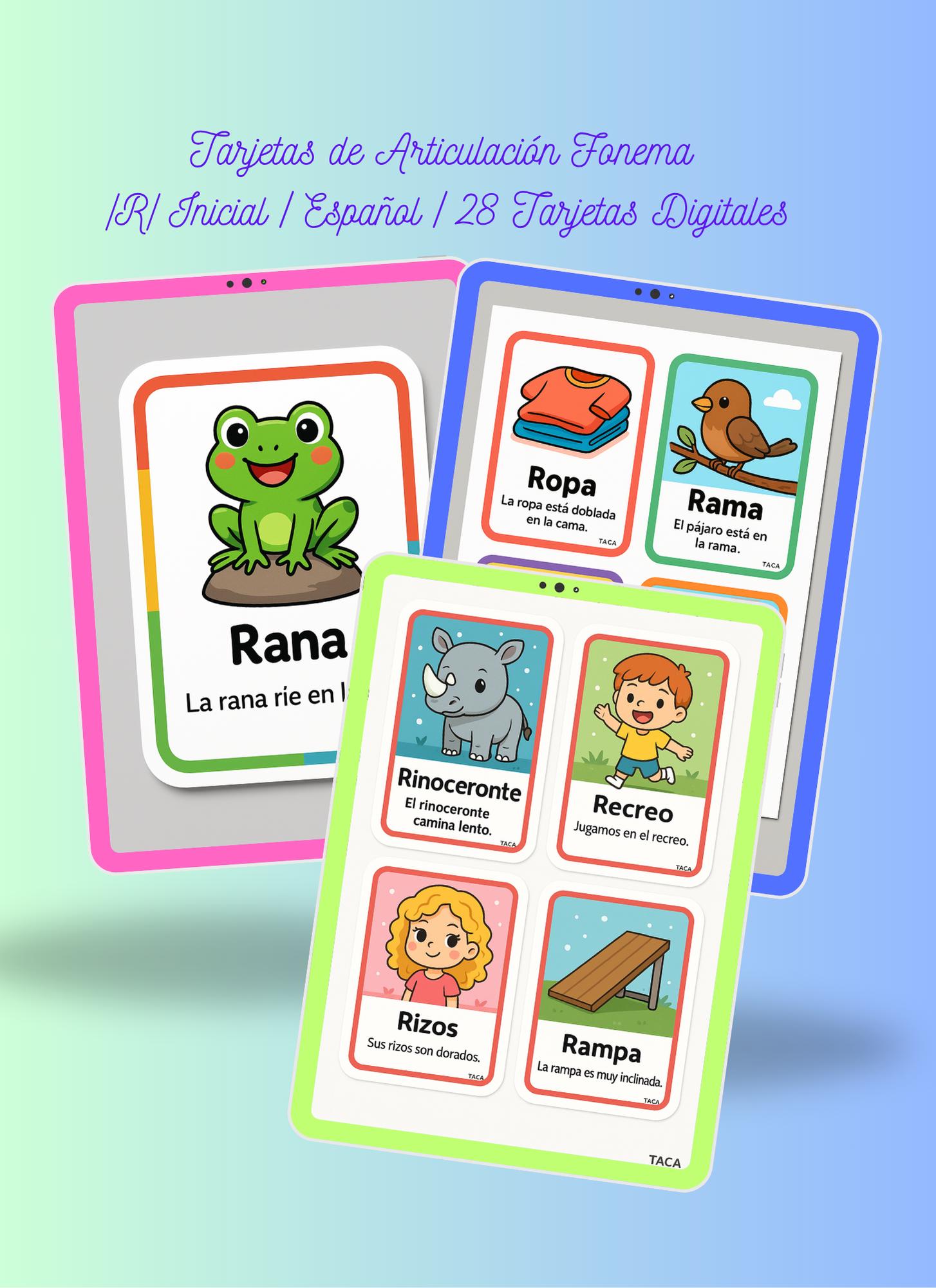 Spanish Articulation Cards- Tarjetas De Articulación Fonema /R/ Inicial ...