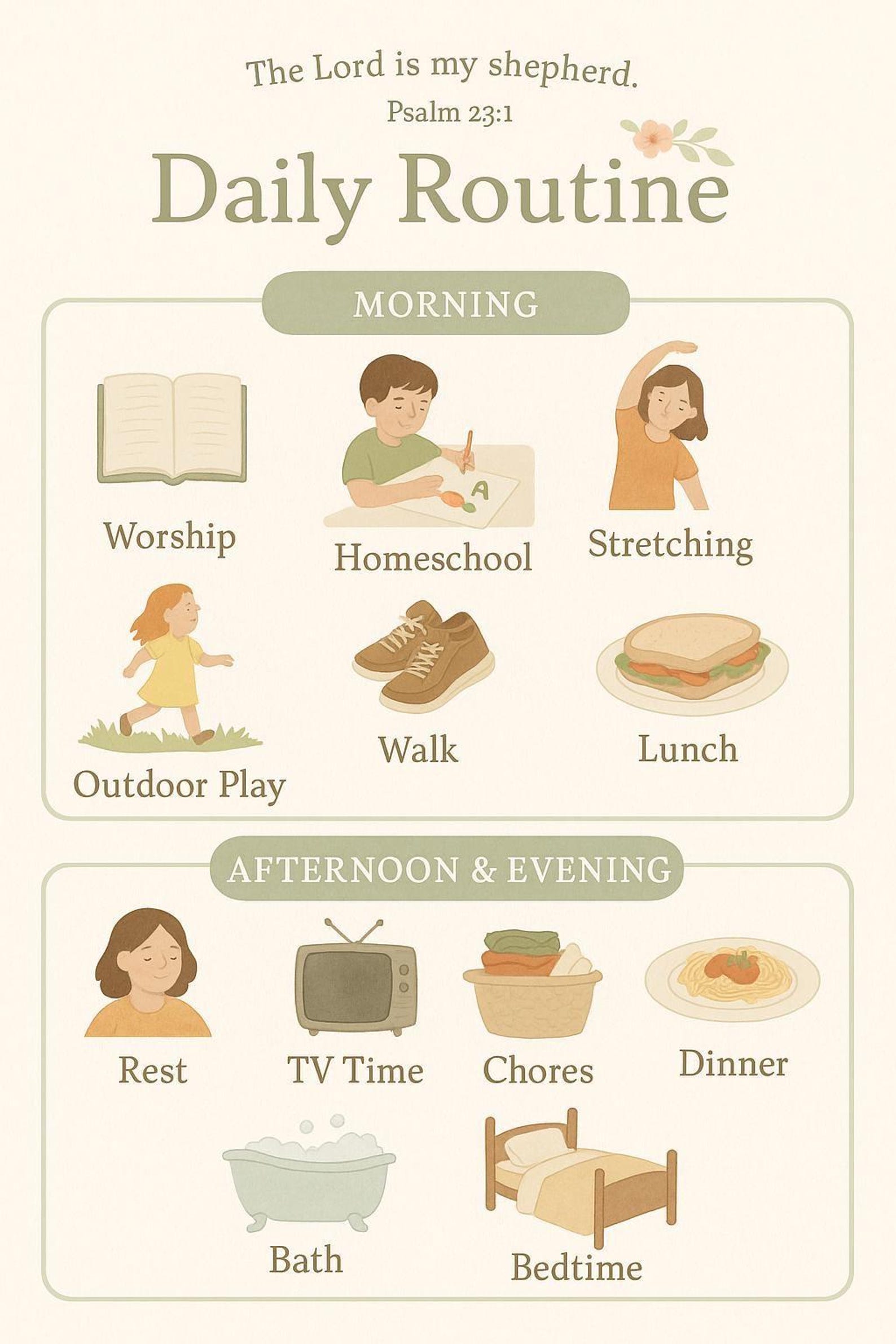 Daily Routine, Christian Kids, Homeschooling - Etsy