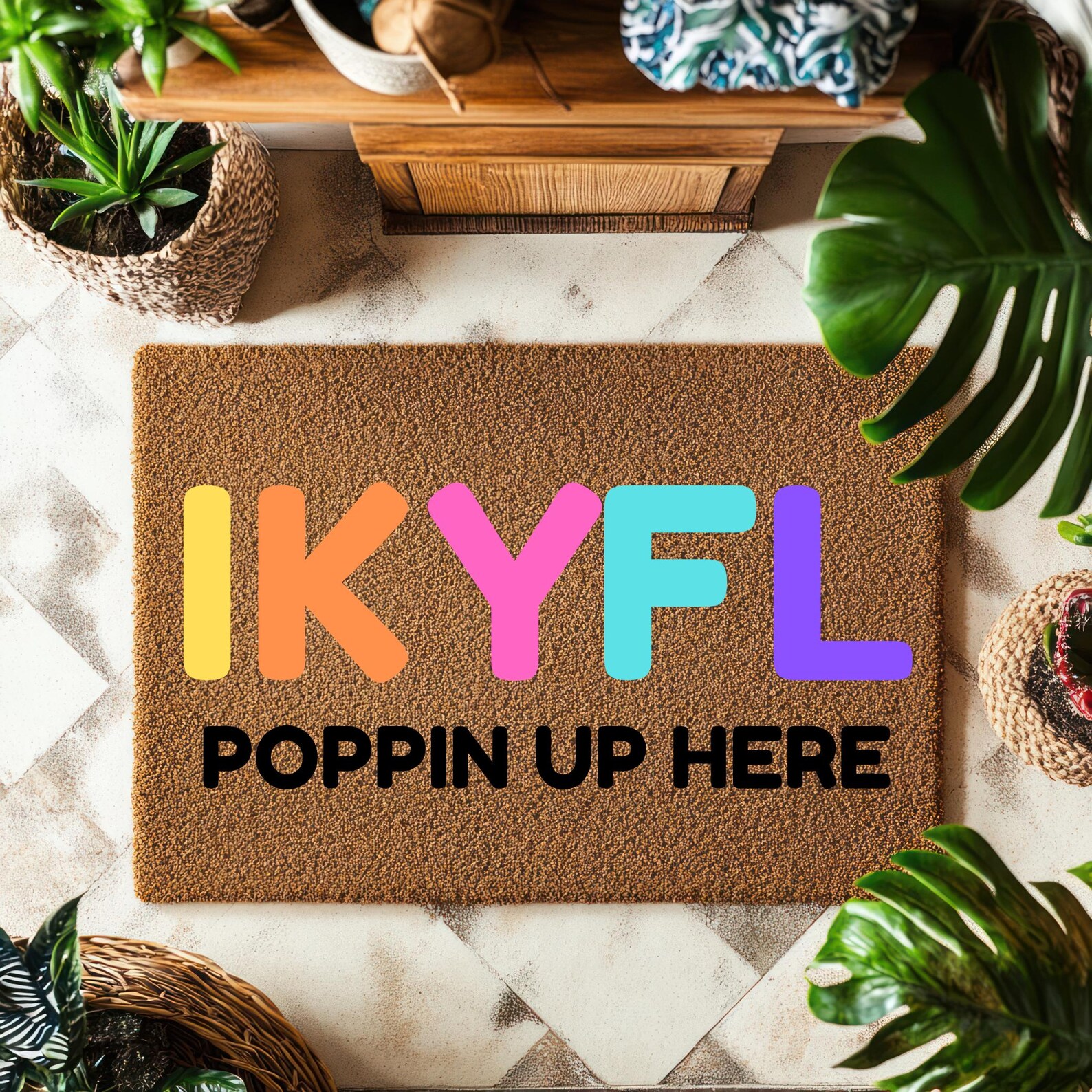 Funny Coir Doormat | IKYFL Poppin' up Here, Hand-painted - Etsy