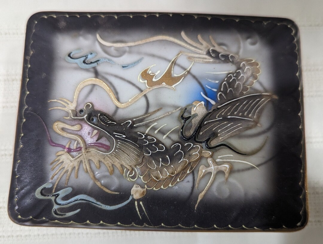 Vintage Moriage Dragonware Hand Painted Dragon Trinket Jewelry Keepsake ...
