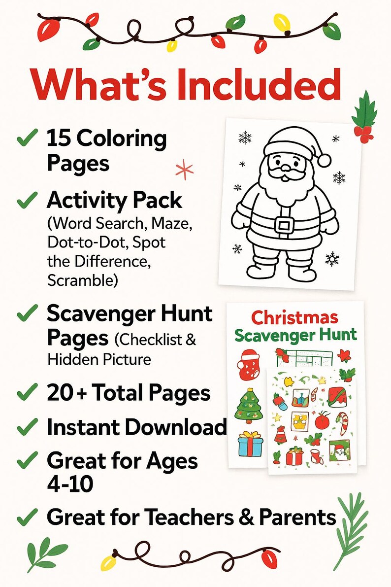 Christmas Kids Activity Bundle Printable - Etsy