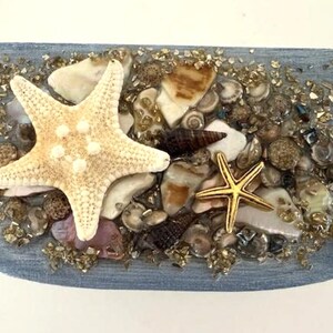 Small Cute Fairy Tale Beach Ocean Blue Wood Jewelry Box With Seashells ...