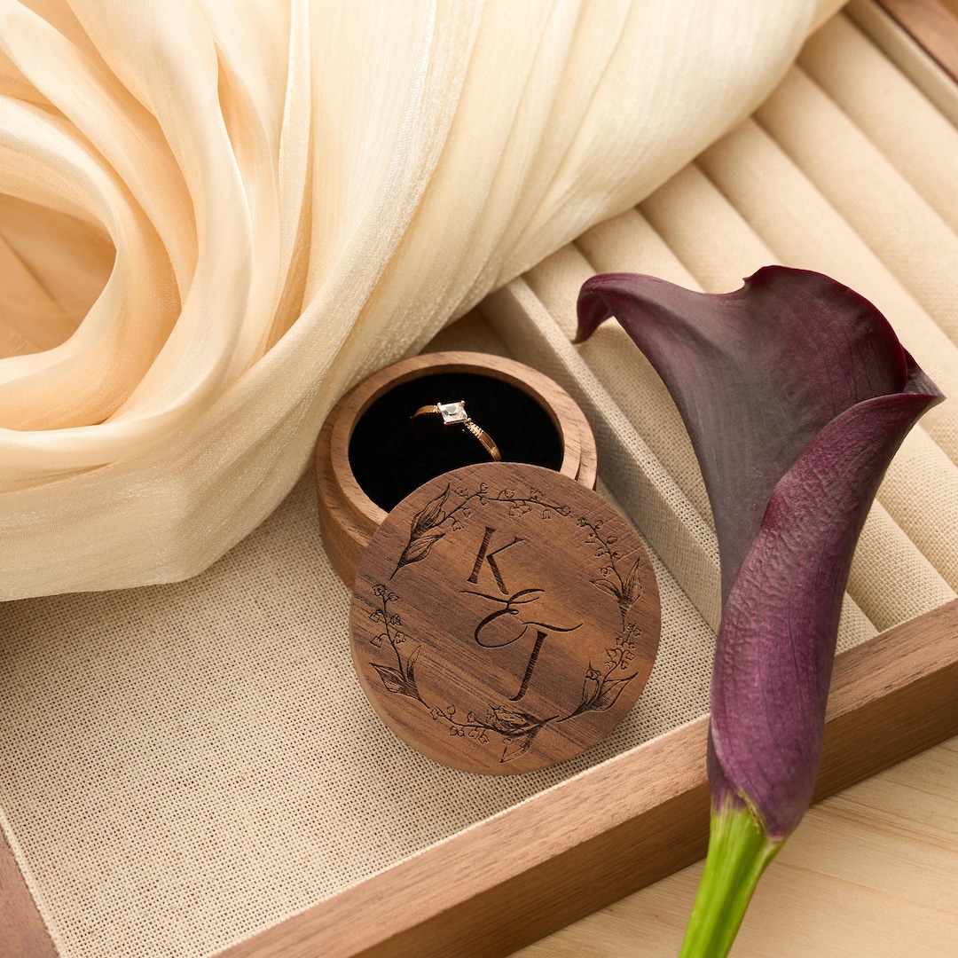 Personalized Wooden Engagement Ring Box, Custom Engraved Proposal ...