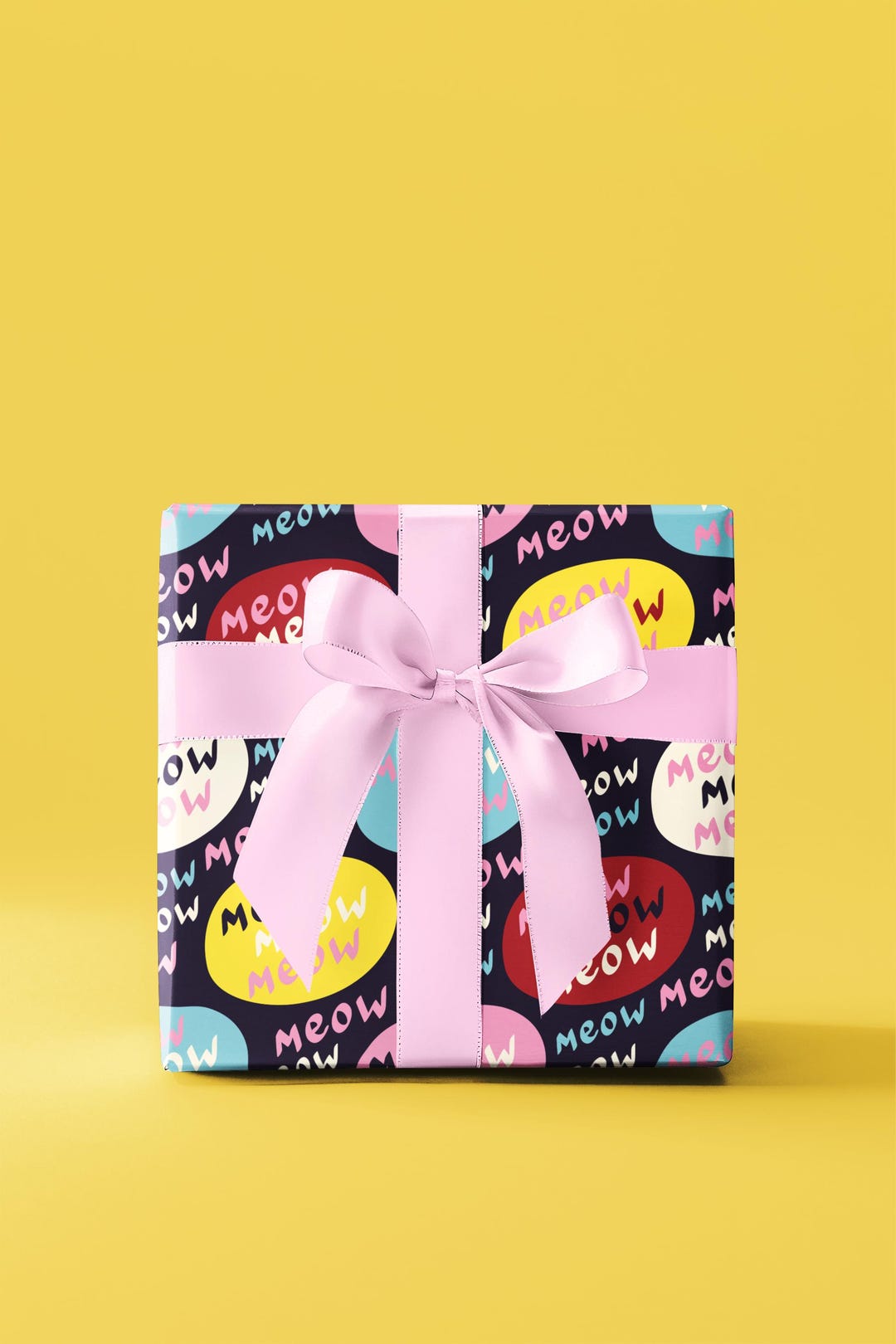 Meow Wrapping Paper - Funny Cat Wrapping Paper - Neon Wrapping Paper ...