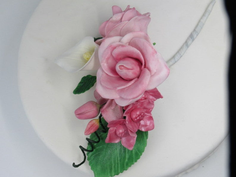 Two Pink Rose Cake Topper - Etsy