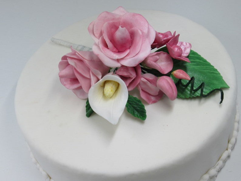 Two Pink Rose Cake Topper - Etsy