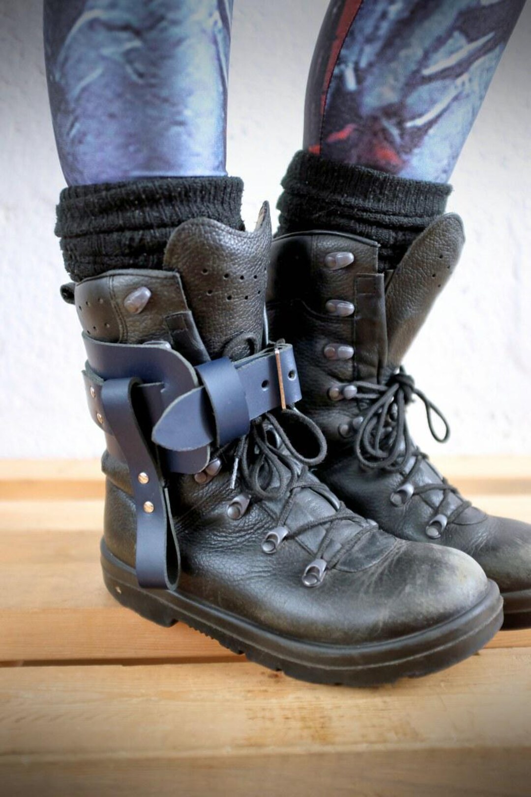 Blue Leather Boot Wrap Perfect for Pirate, Cyberpunk, and Steampunk ...