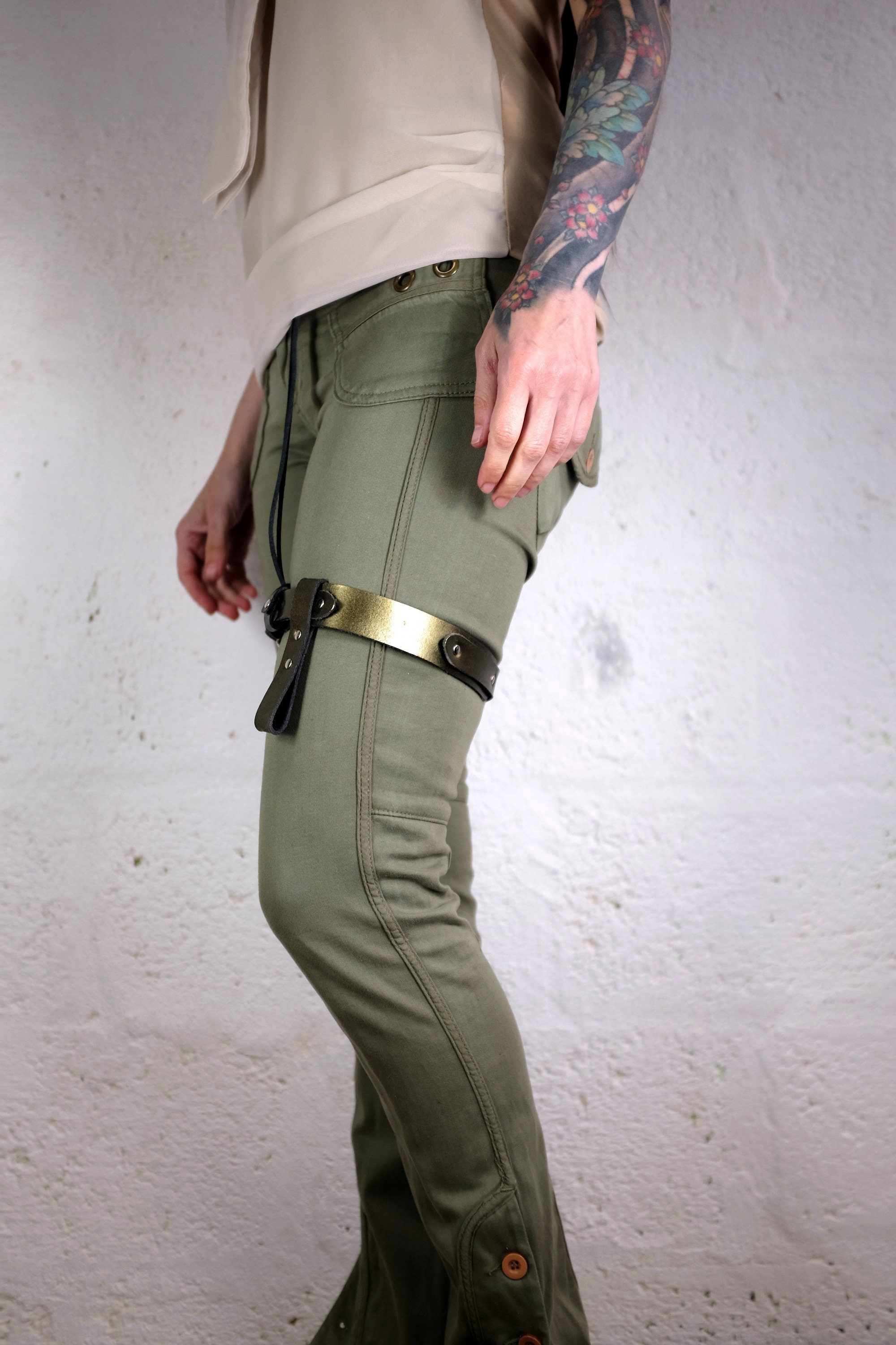 Leather Garter Metallic Gold Unisex | Etsy