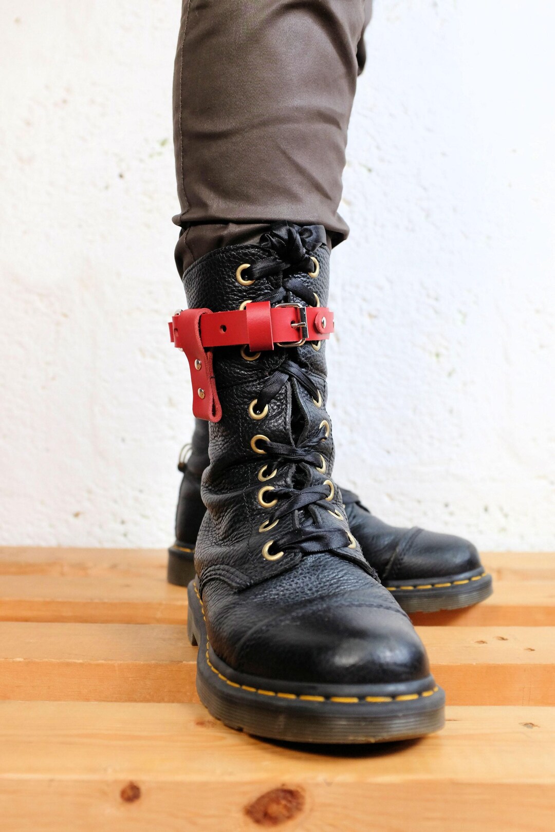 Leather Boot Strap in Red - Etsy