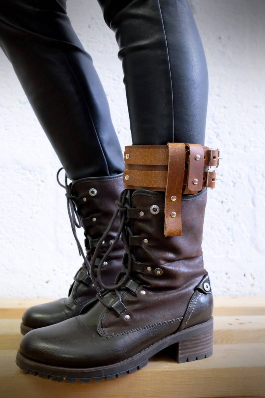 Leather Boot Strap Brown Steampunk Mad Max Pirate Costume - Etsy