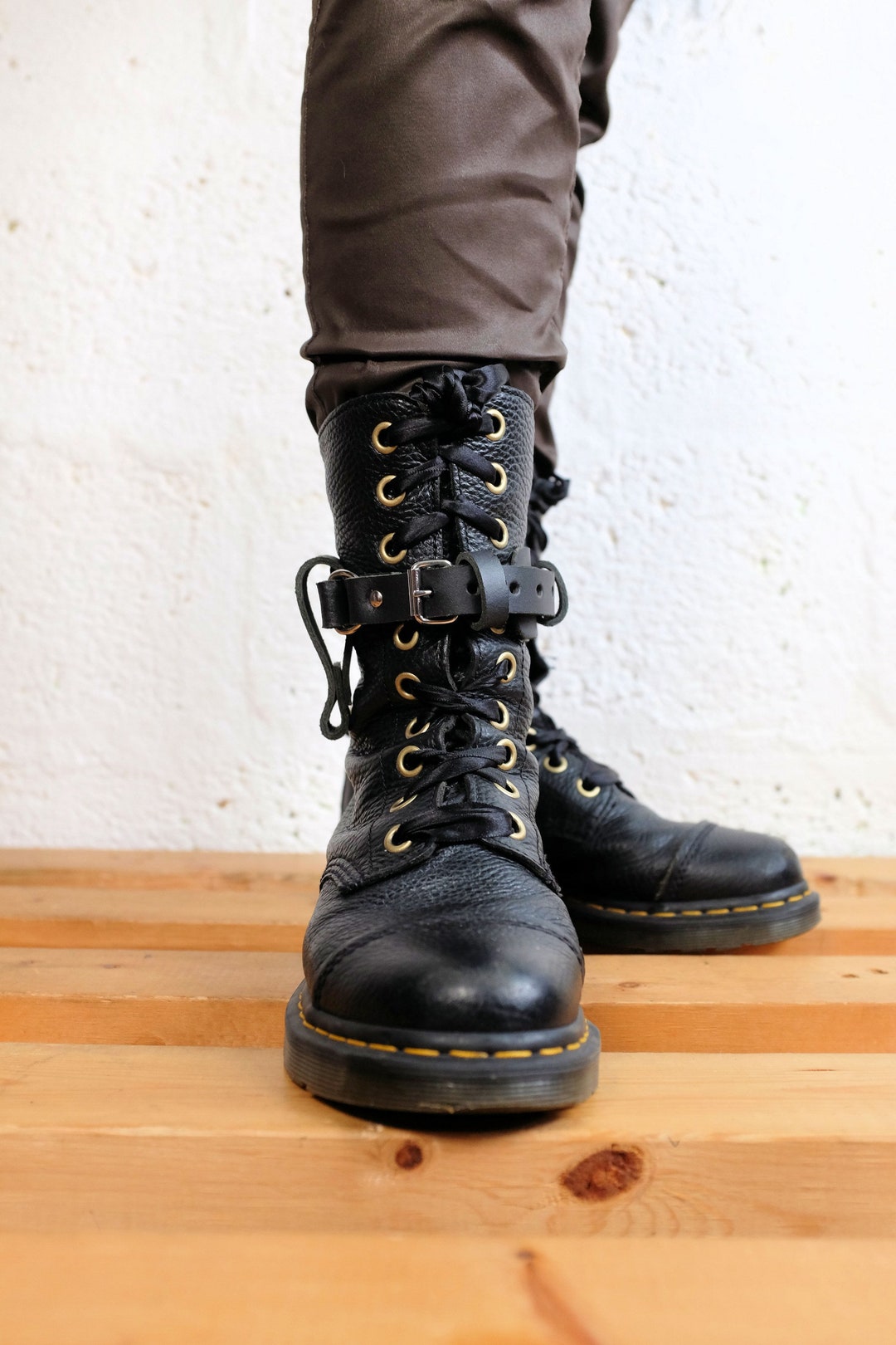 Black Leather Boot Strap Steampunk Mad Max Wasteland - Etsy