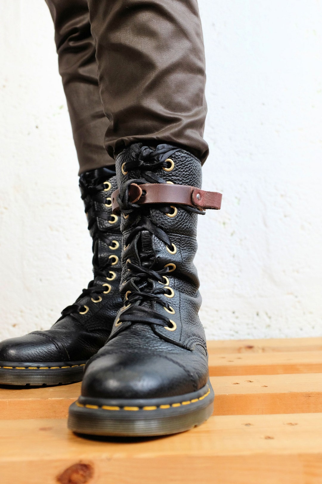 Leather Boot Strap Garter With 1 Bullet Loop Steampunk Pirate Burning ...