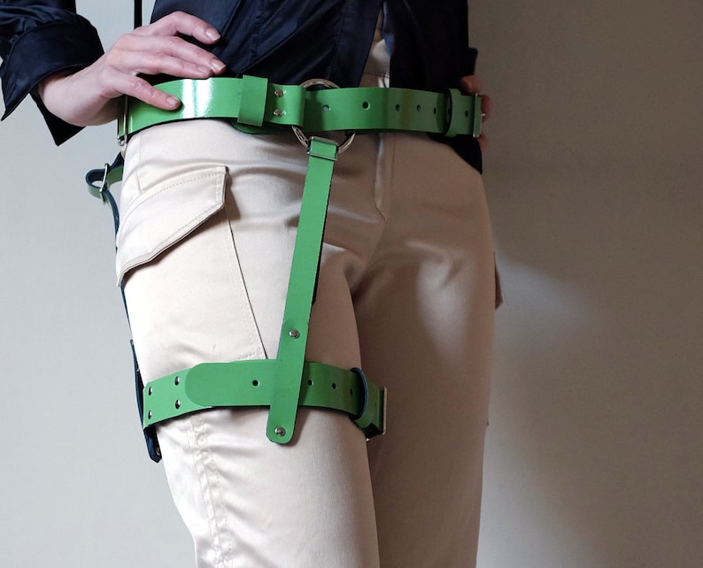 Leather Thigh Harness Unisex Patent Green SALE - Etsy