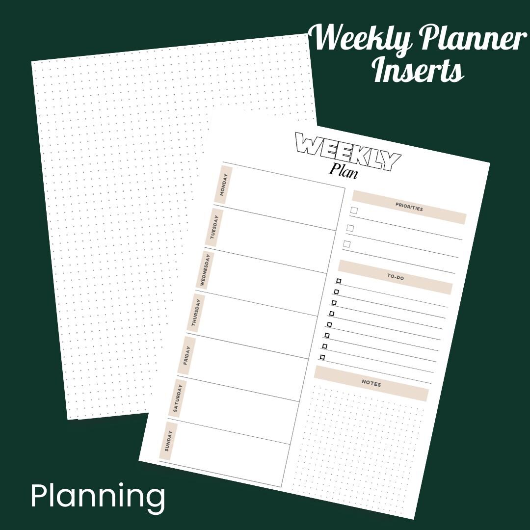 Weekly Planner Inserts | 3 Layout Options | Printable | Digital - Etsy