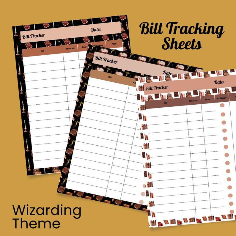 Wizarding Themed Bill Tracker Sheets | Digital Download | Magical ...