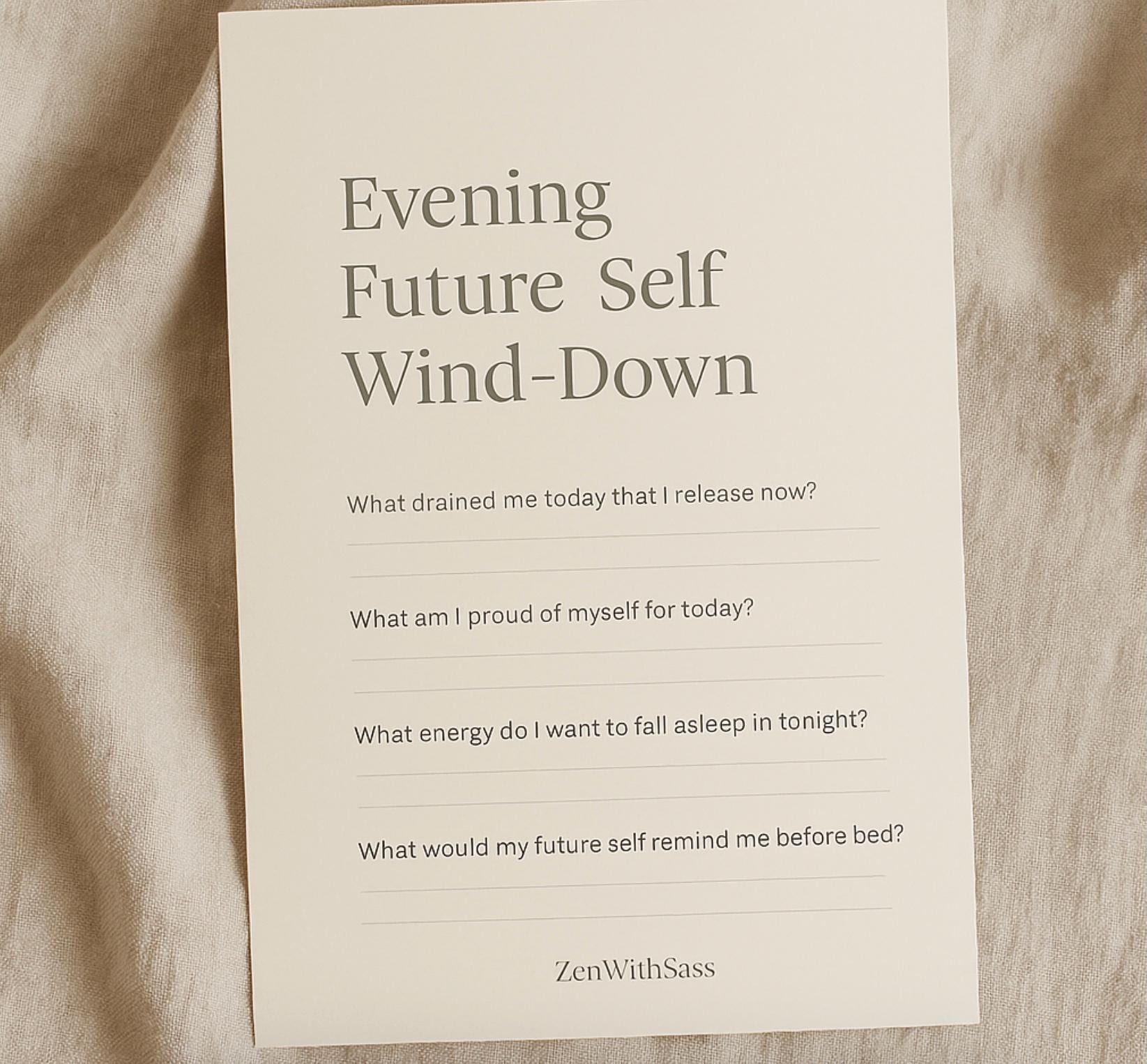 Evening Future Self Journal – Printable Wind-down Prompts for Mindset ...
