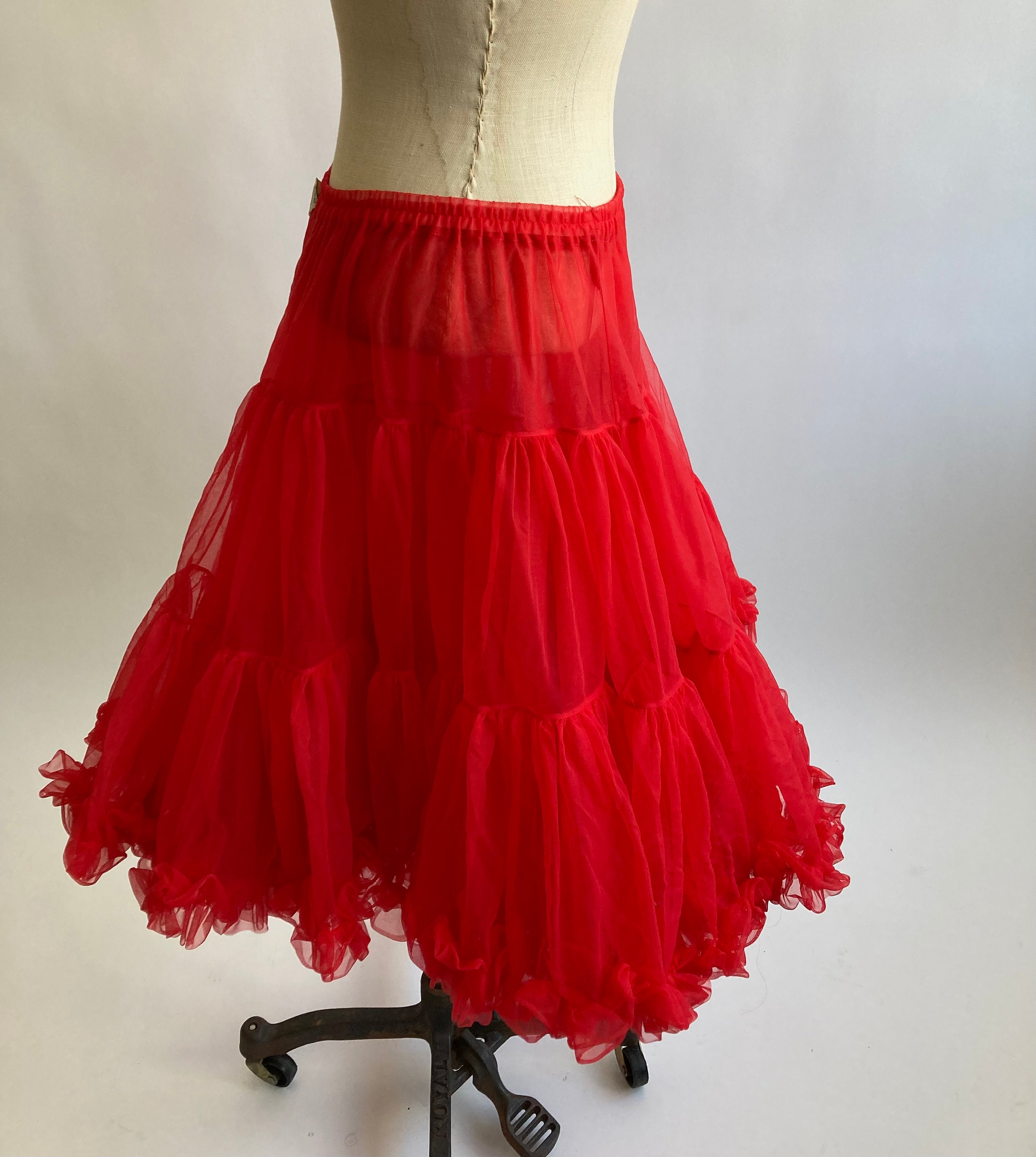 Red Full Nylon Petticoat Malco Modes Size M Partners Please Square ...