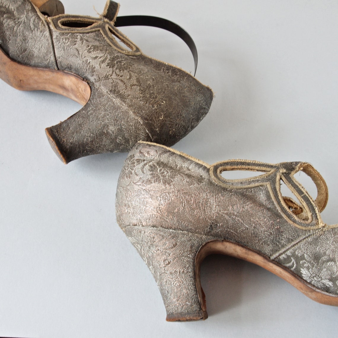 1920's Antique Flapper Shoes Silver Lame Brocade Mary | Etsy