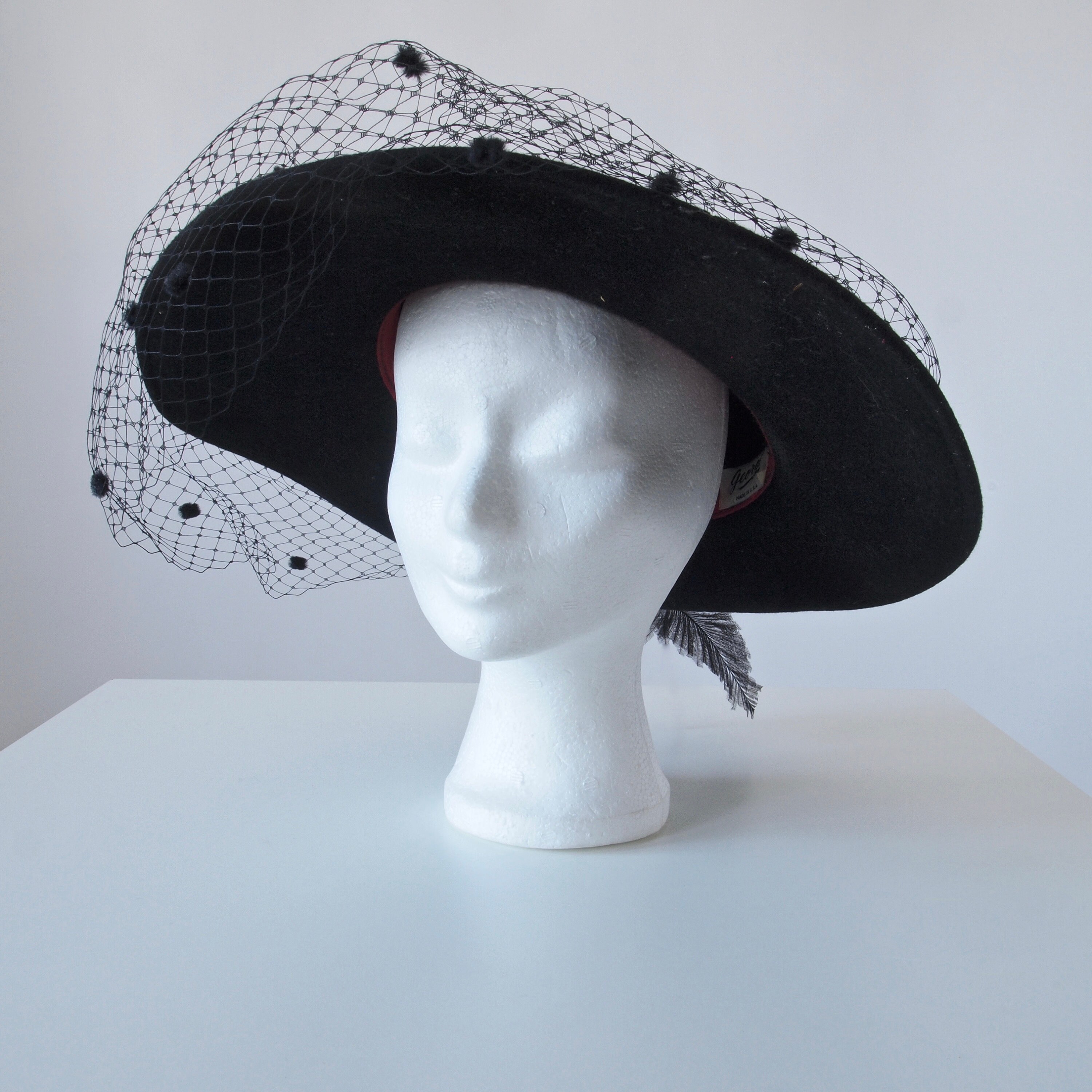 Michael Howard Black Felt Georgi Hat With Satin Band and Long - Etsy