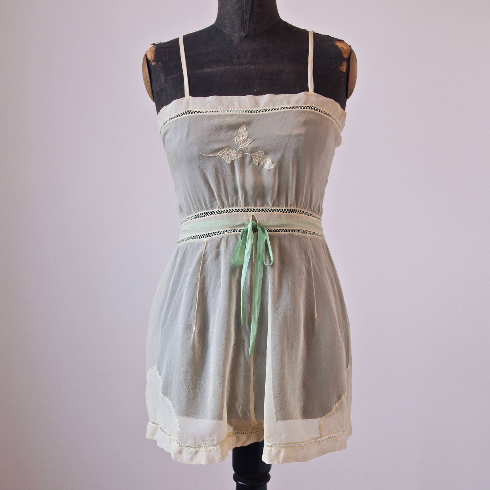 Vintage 20's Flapper Teddy Silk Chiffon Embroidered Step | Etsy