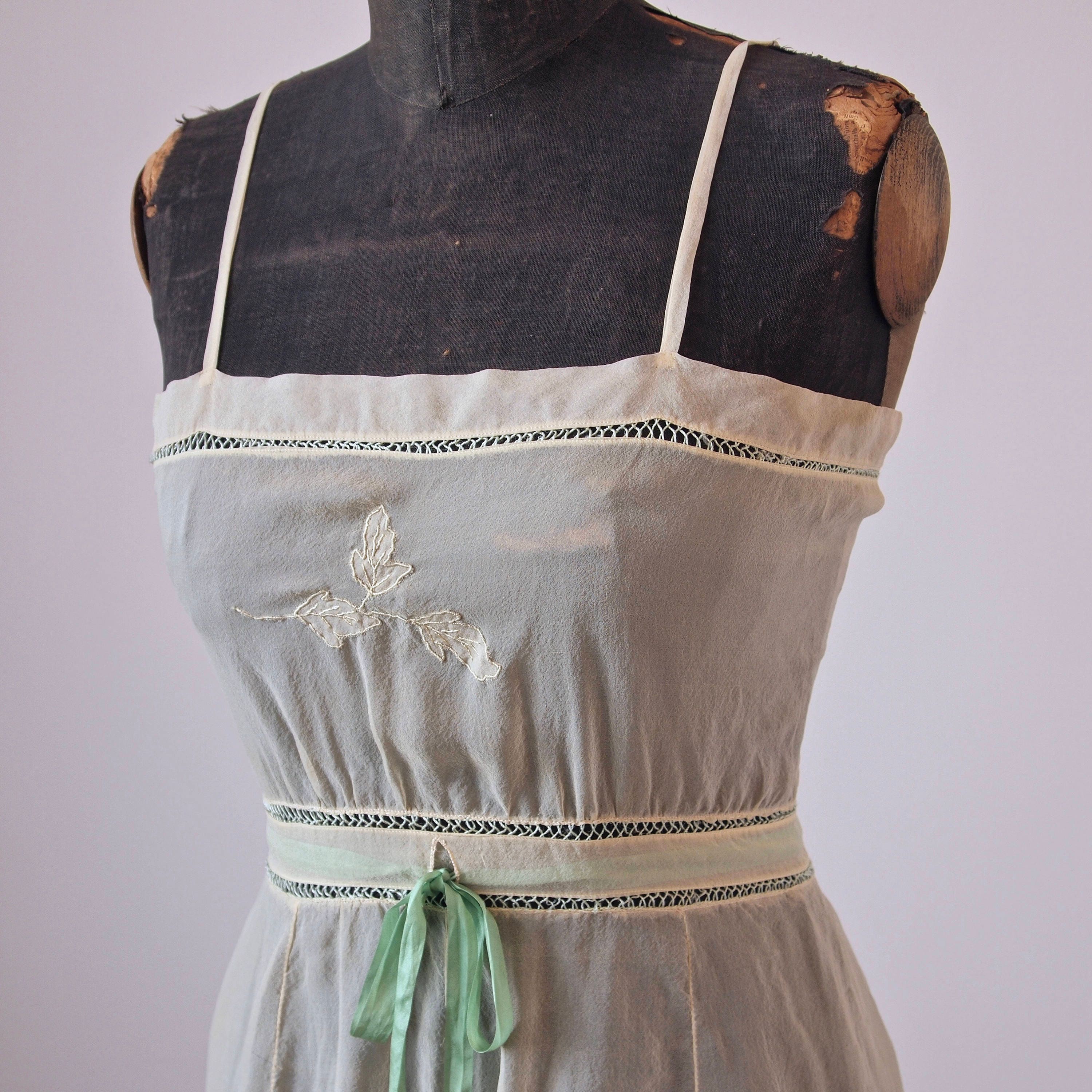 Vintage 20's Flapper Teddy Silk Chiffon Embroidered Step in Onesie ...