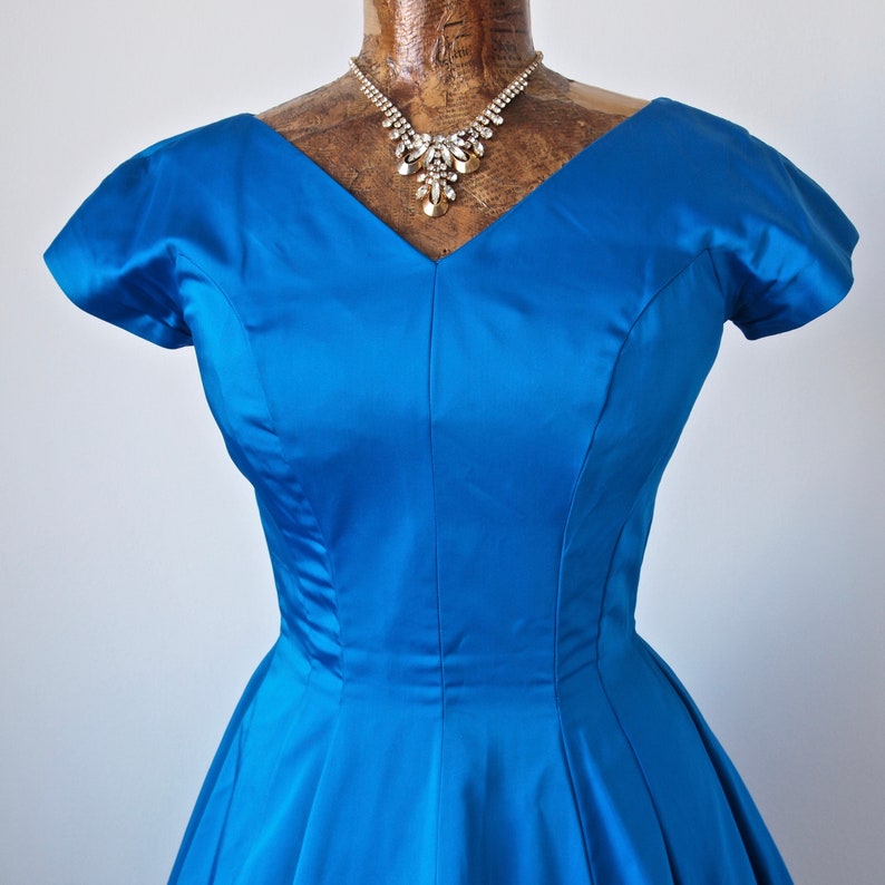 Vintage Electric Blue Satin Dress and Bolero Parklane Debs Near ...
