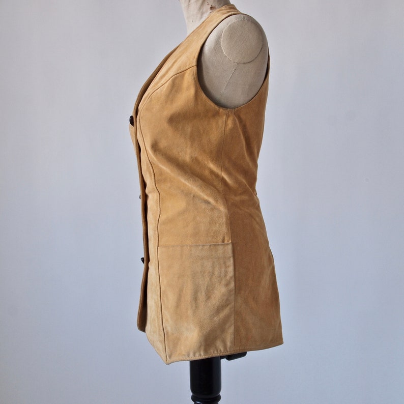 Vintage Vest Gold Suede, Leather, Lace Up, Wooden Buttons Size Small - Etsy
