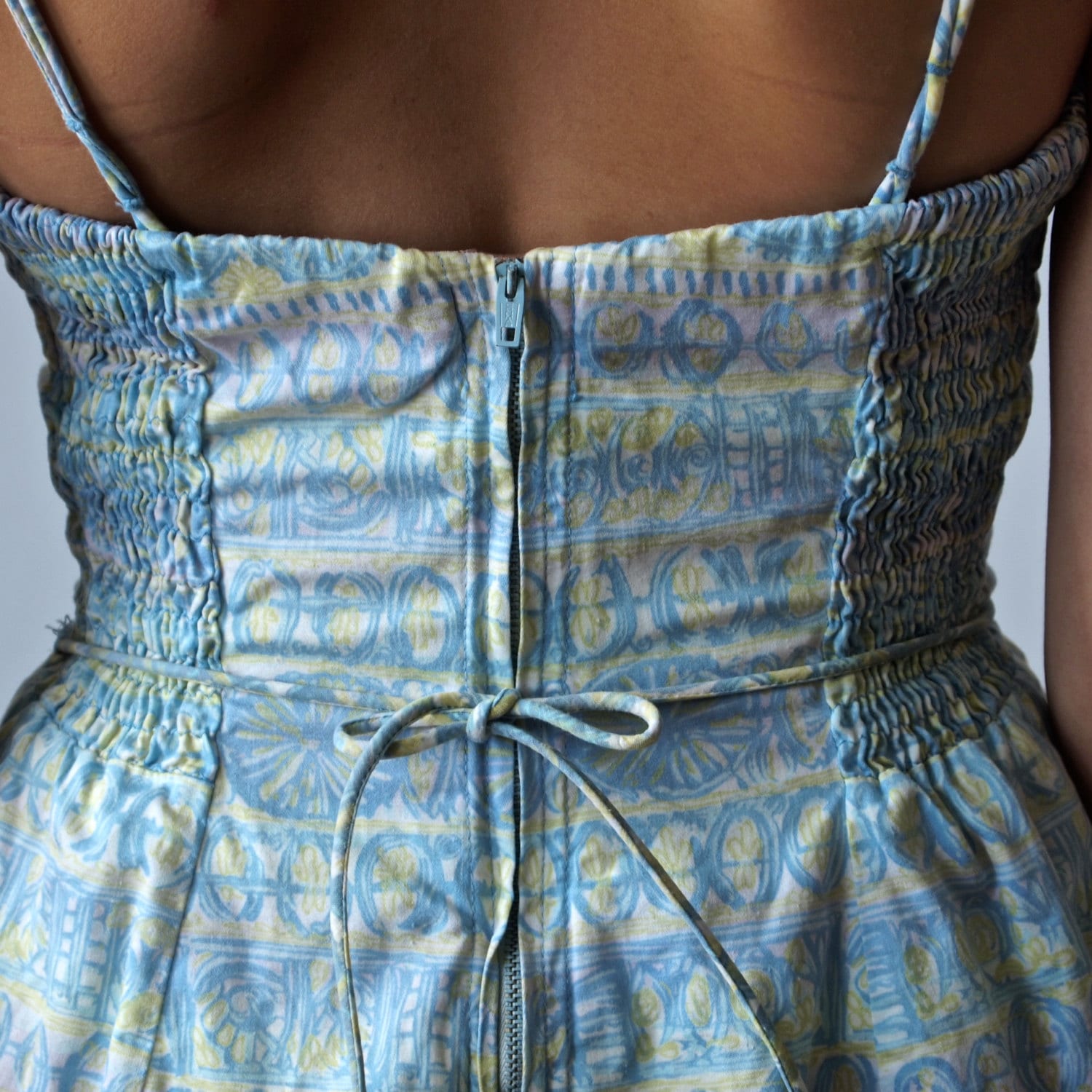 Vintage Blue and Chartreuse Pattern Swimsuit Playsuit 1950's Rose Marie ...