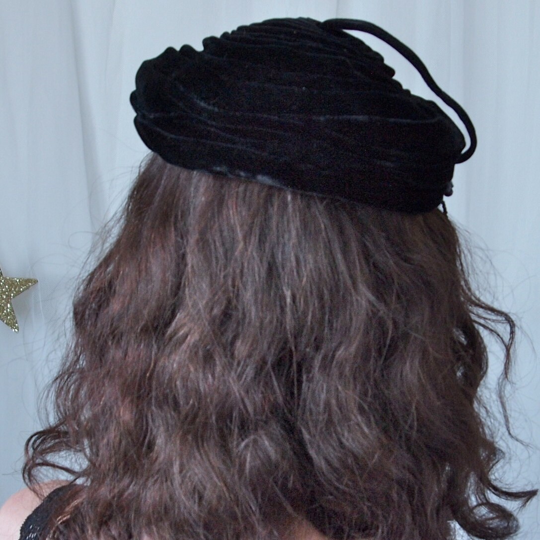 Norman Paulvin Velvet Hat Mad Men 50's Black Velvet Tam - Etsy