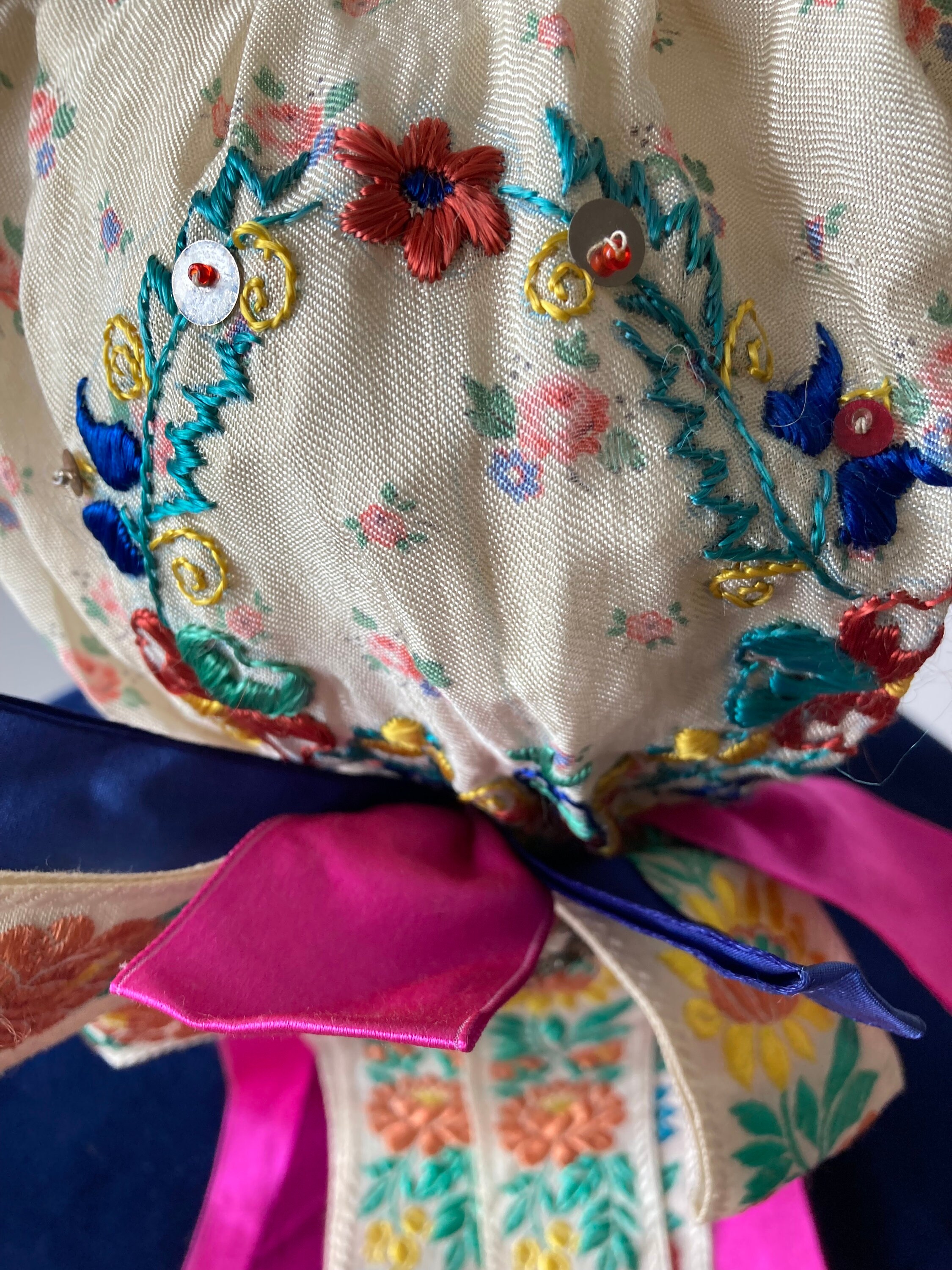 Czechoslovakian 1930's Folk Costume Hand Embroidered Woman's Bonnet ...