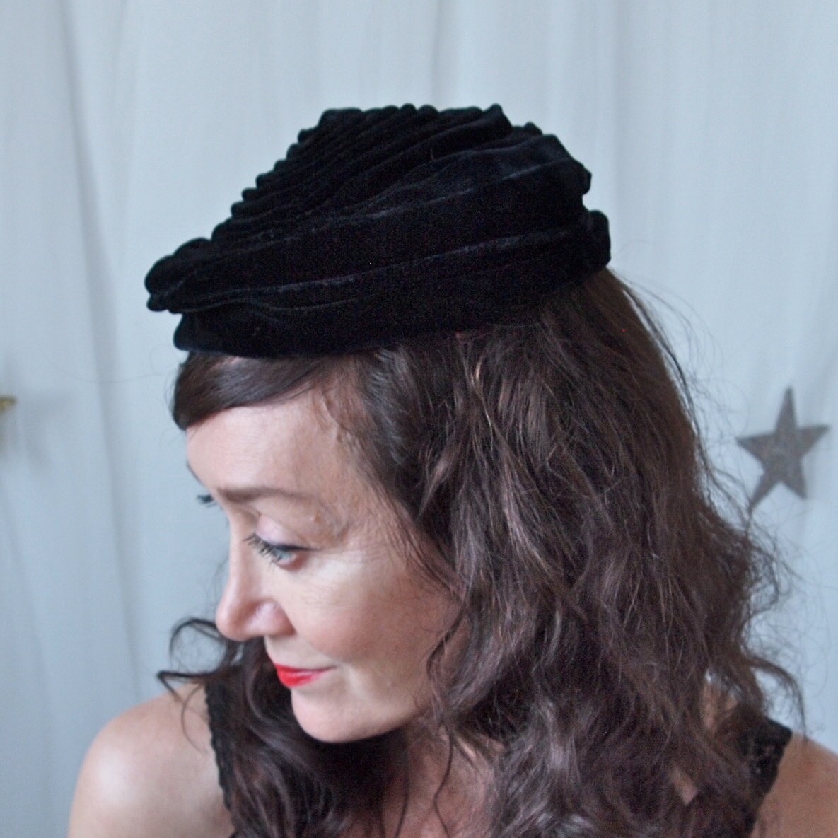 Norman Paulvin Velvet Hat Mad Men 50's Black Velvet Tam - Etsy