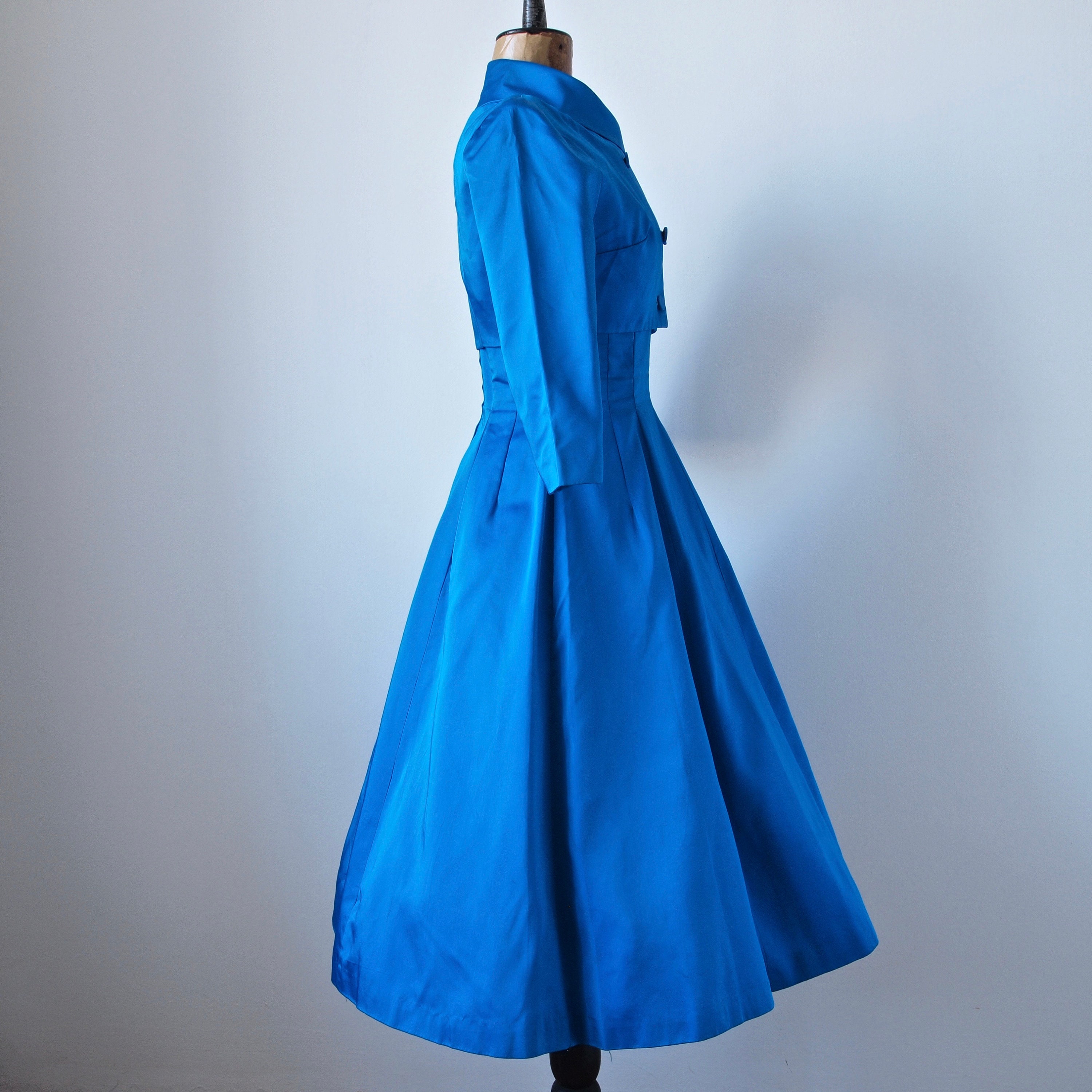Vintage Electric Blue Satin Dress and Bolero Parklane Debs Near ...