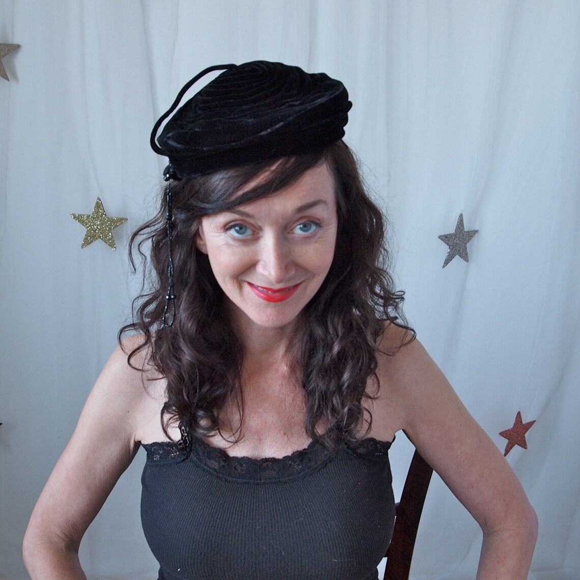 Norman Paulvin Velvet Hat Mad Men 50's Black Velvet Tam - Etsy