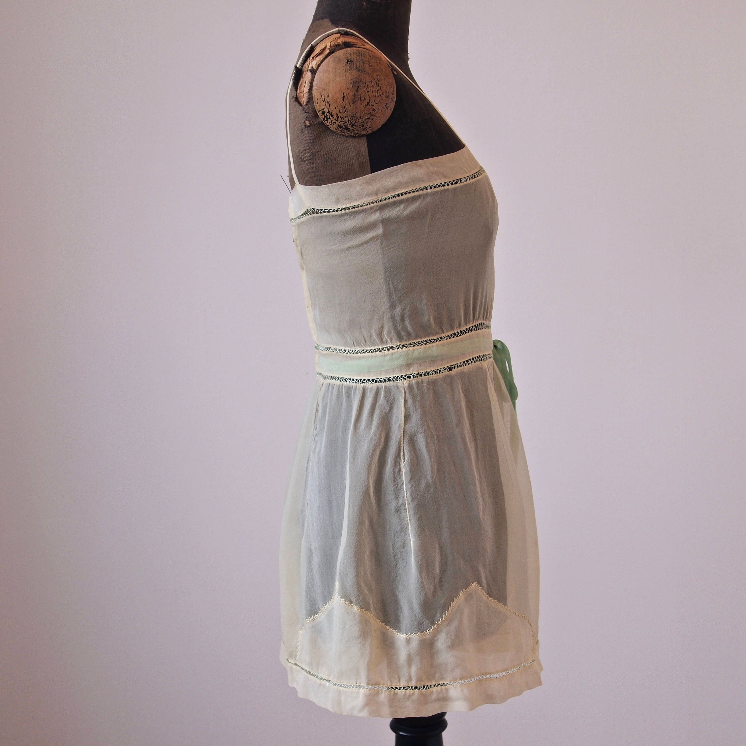 Vintage 20's Flapper Teddy Silk Chiffon Embroidered Step in Onesie ...