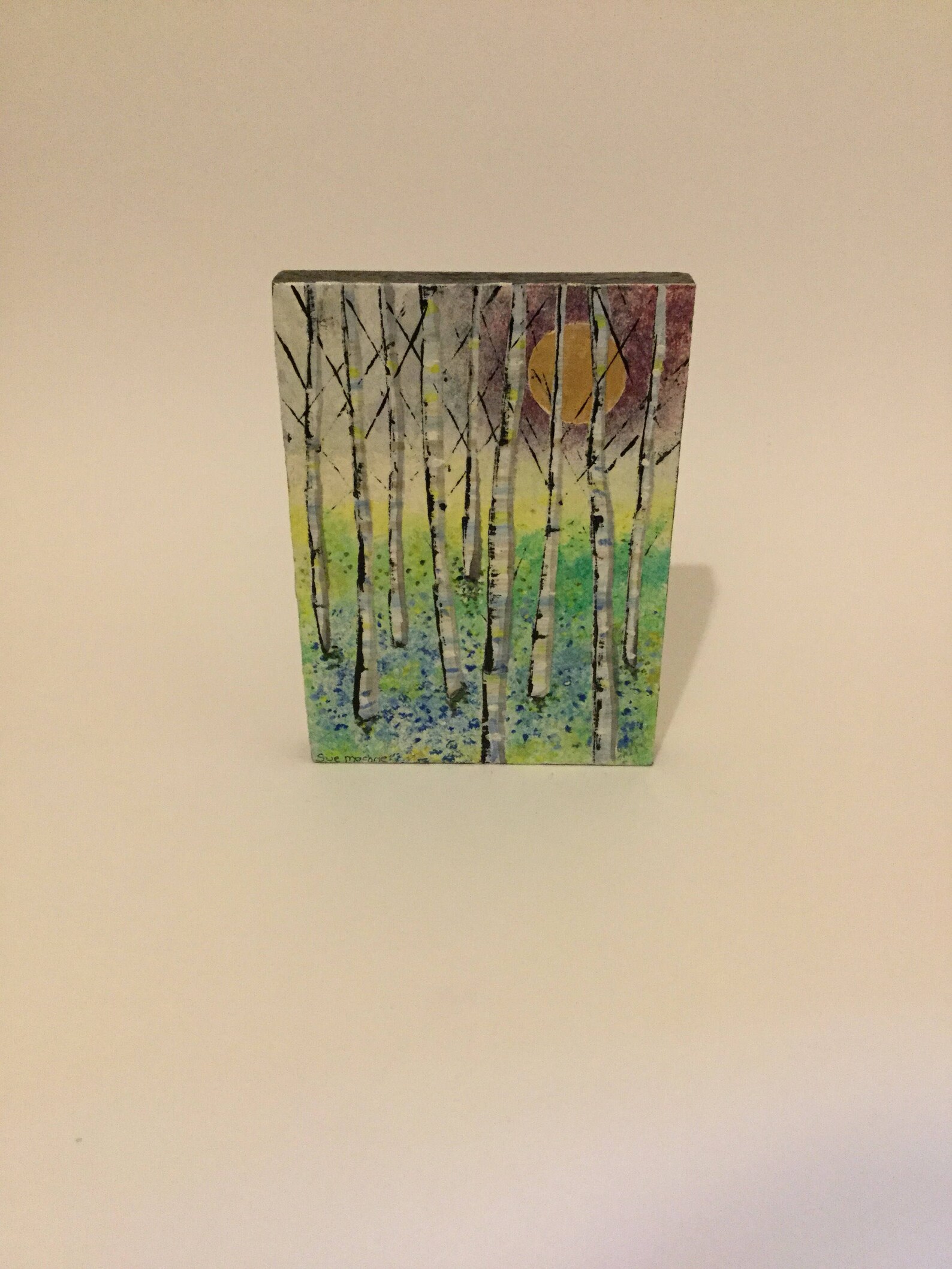 Original Art Paintings, Small Mini Wood Block, Birch Trees. - Etsy